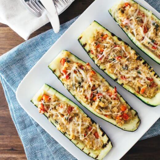 Grilled Vegetarian Stuffed Zucchini – A Couple Cooks