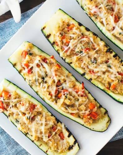Grilled Vegetarian Stuffed Zucchini – A Couple Cooks
