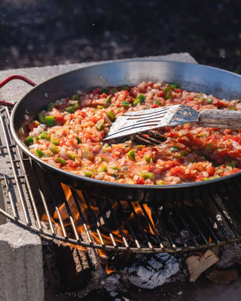 Seafood Paella on an Open Fire – A Couple Cooks
