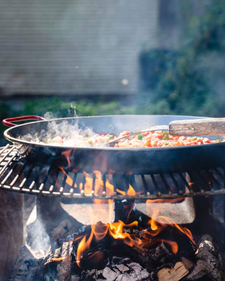 Seafood Paella on an Open Fire – A Couple Cooks