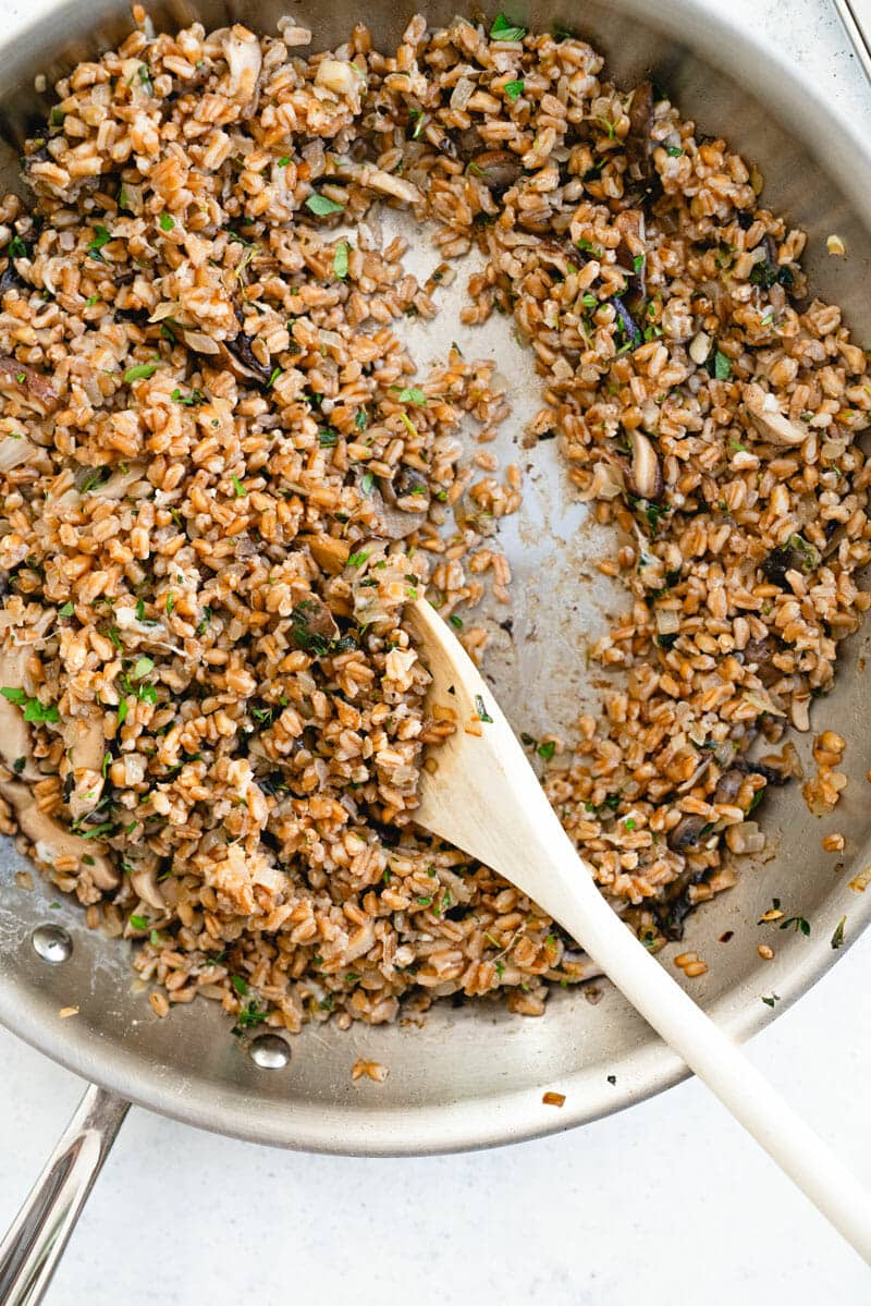 Farro with Mushrooms and Parmesan & Fresh Herbs – A Couple Cooks