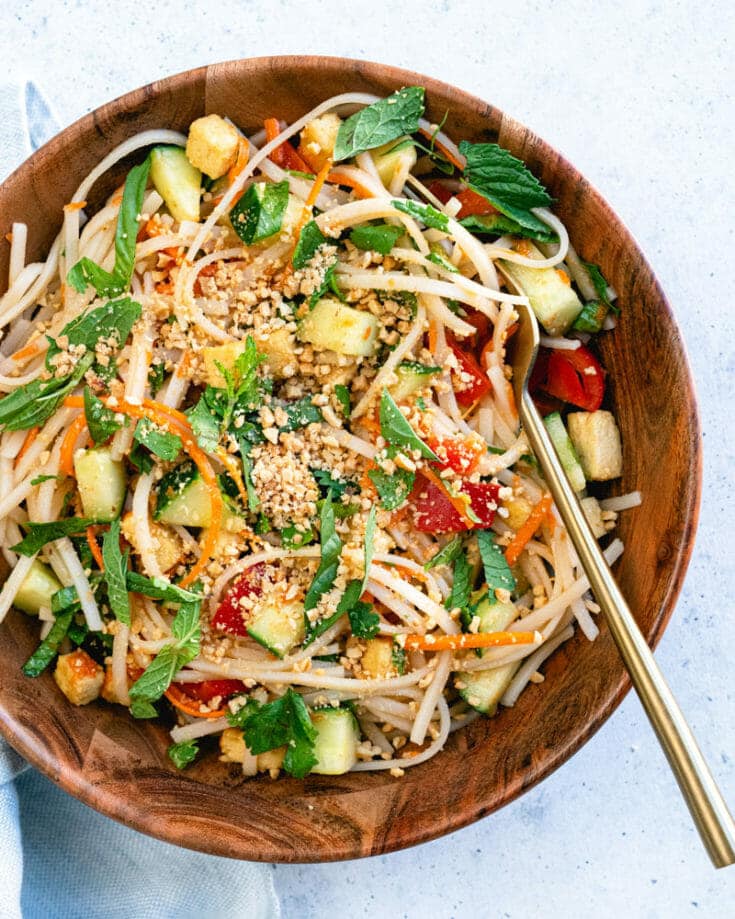 Thai Basil Noodle Bowl – A Couple Cooks