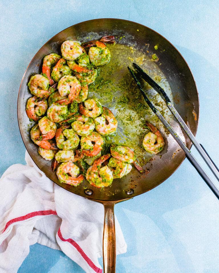 Easy Pesto Shrimp – A Couple Cooks