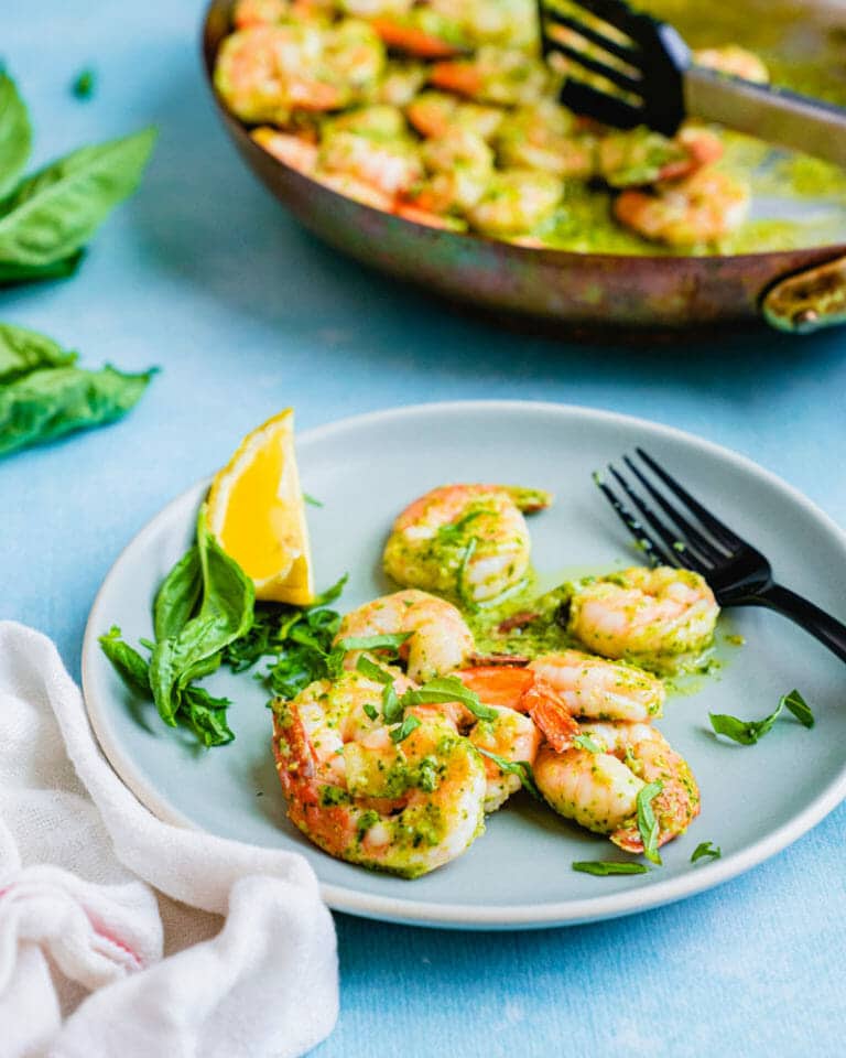 Easy Pesto Shrimp – A Couple Cooks