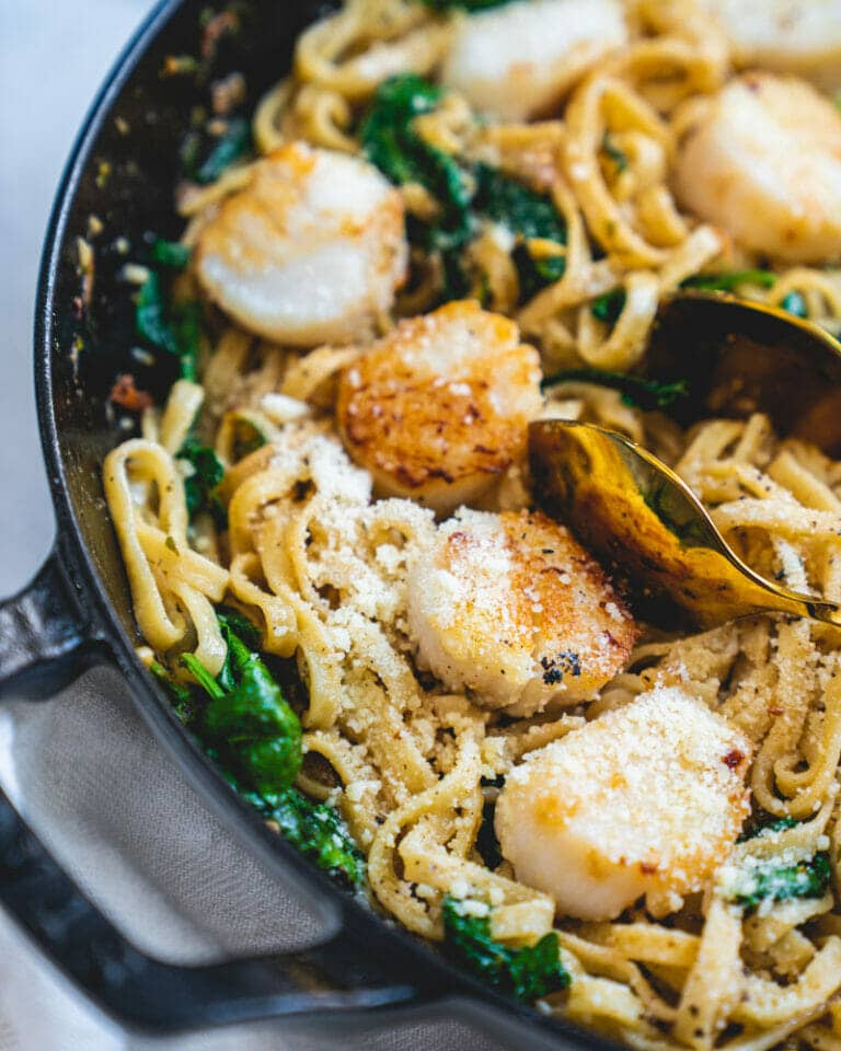Scallop Pasta with Lemon & Herbs – A Couple Cooks