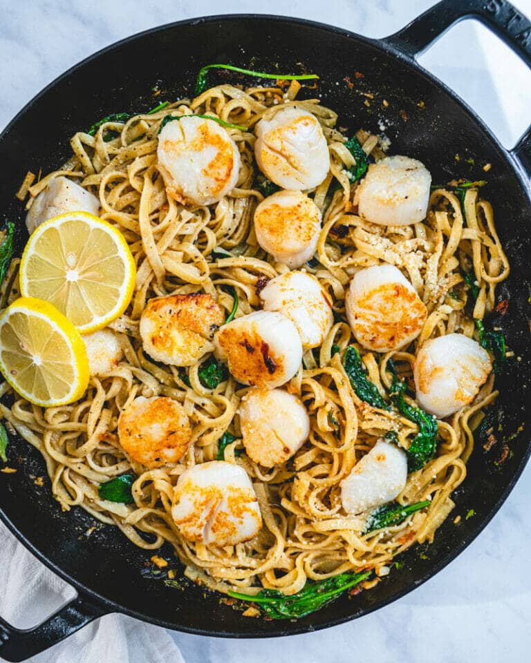 Scallop Pasta with Lemon & Herbs – A Couple Cooks