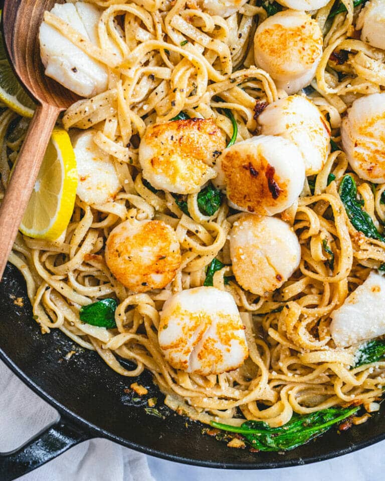 Scallop Pasta with Lemon & Herbs – A Couple Cooks