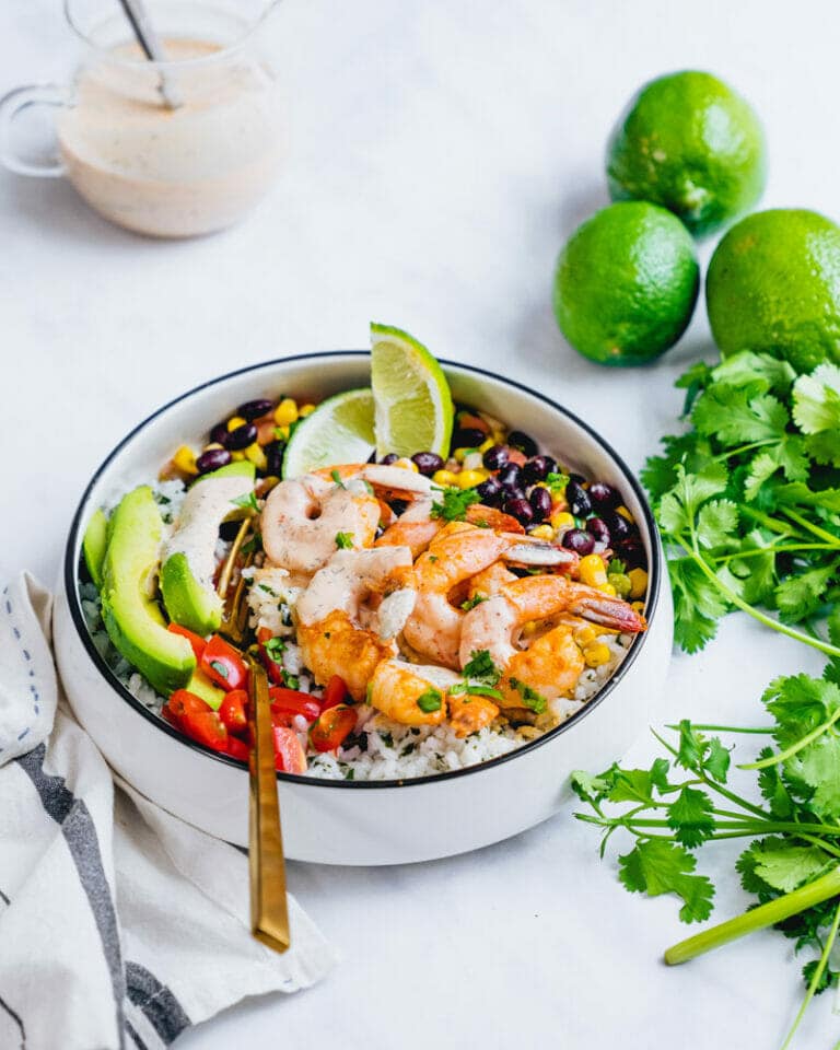 Shrimp Bowl with Cilantro Lime Rice – A Couple Cooks