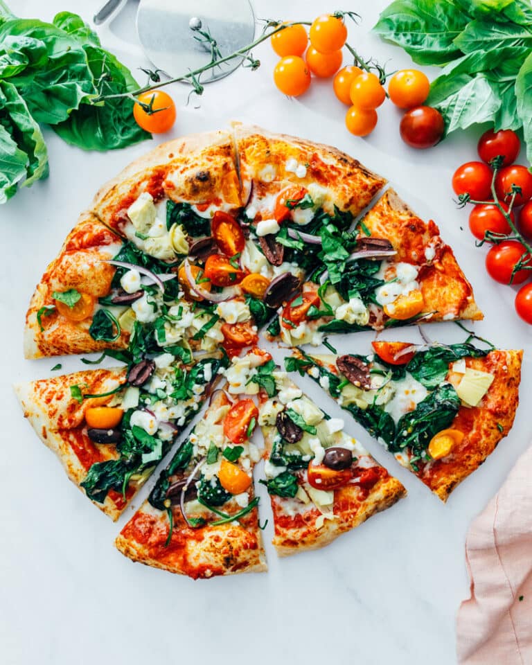 Greek Pizza with Feta – A Couple Cooks