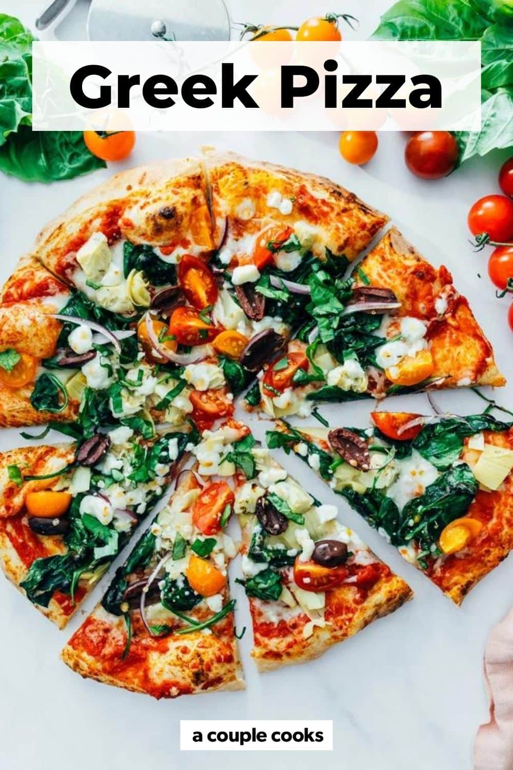 Greek Pizza Recipe (with Feta & Veggies) – A Couple Cooks