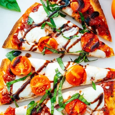 Caprese Flatbread – A Couple Cooks