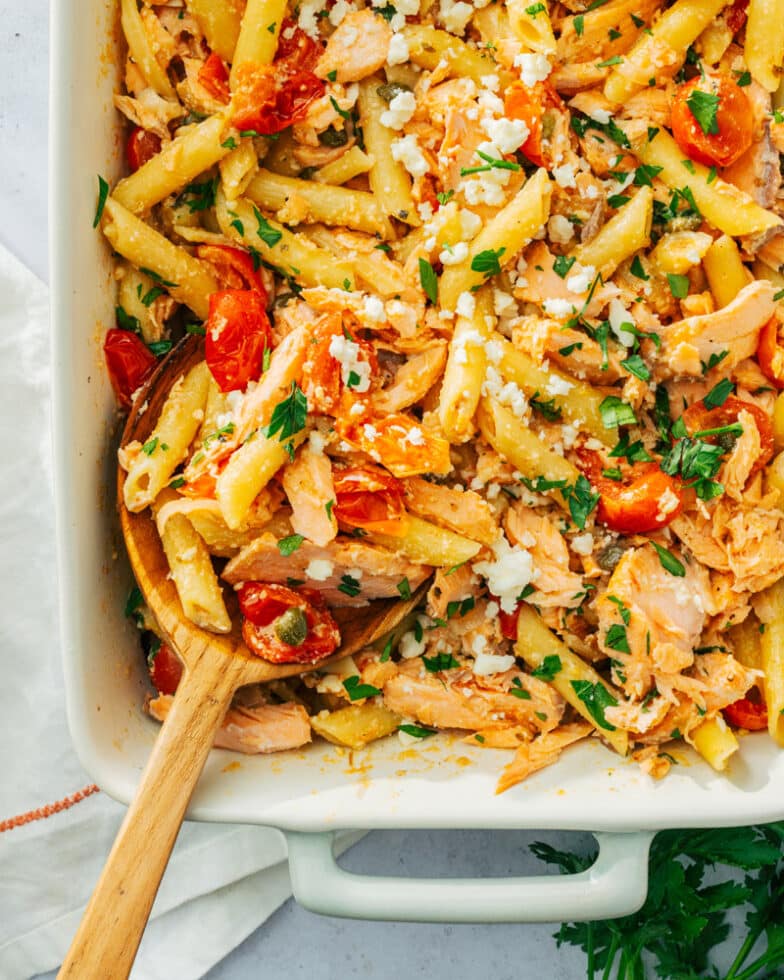 Baked Salmon Pasta – A Couple Cooks
