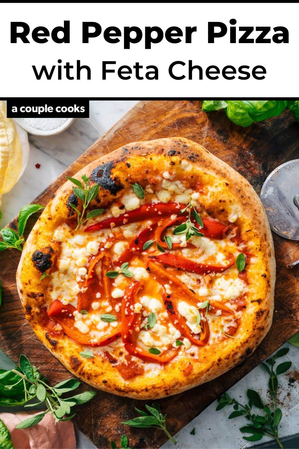 Pizza de pimiento rojo con queso feta - Oh-asis