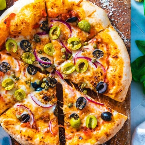 Red Pepper Pizza with Feta – A Couple Cooks