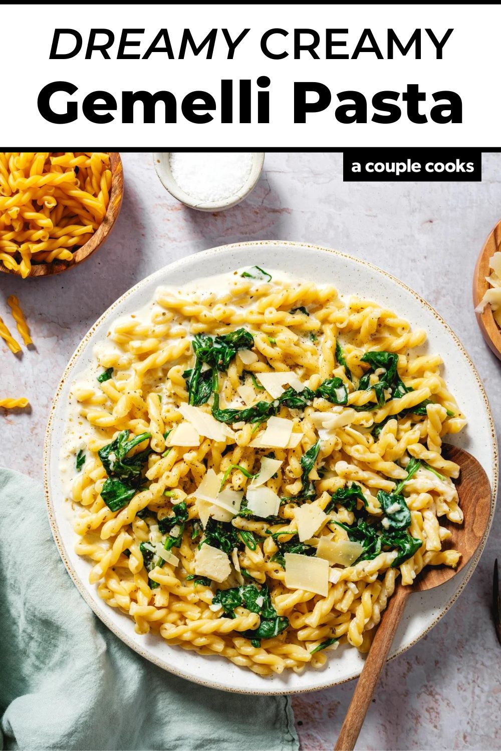 Creamy Gemelli Pasta – A Couple Cooks