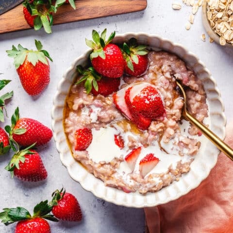 Strawberry Oatmeal With Fresh Berries and Cream