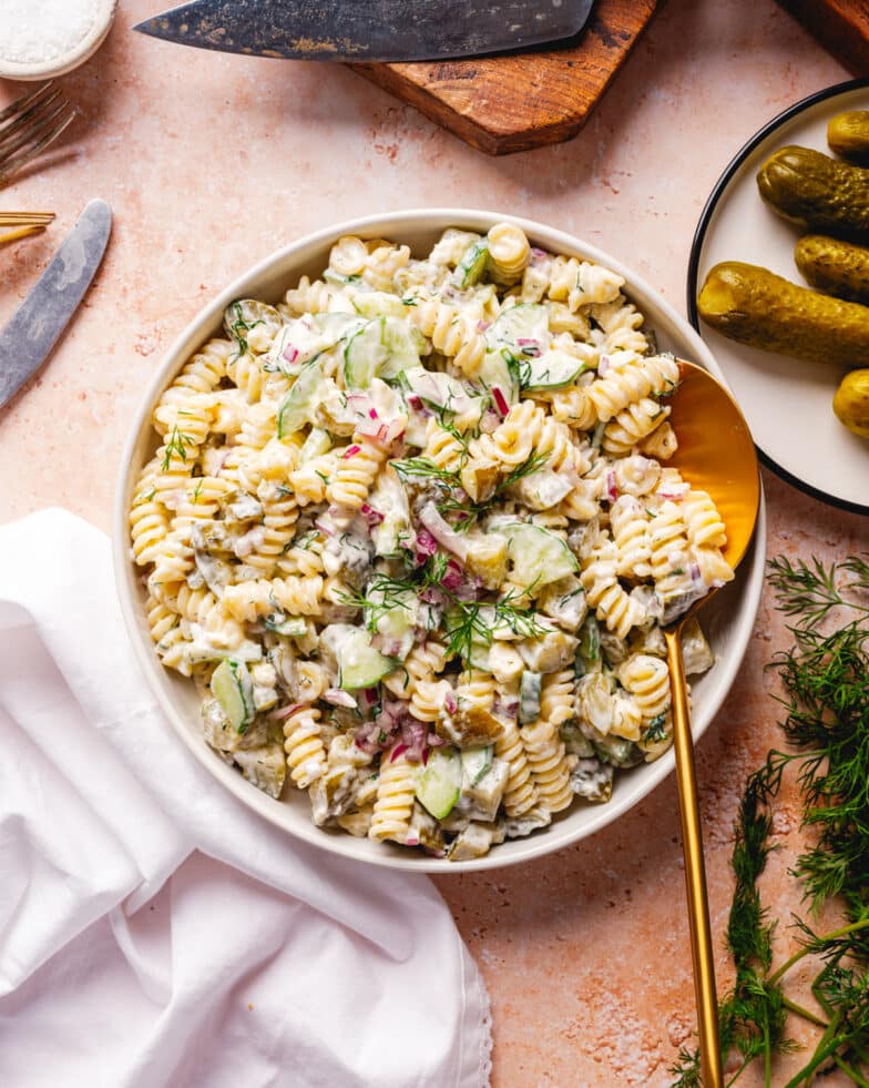 Dill Pickle Pasta Salad – A Couple Cooks