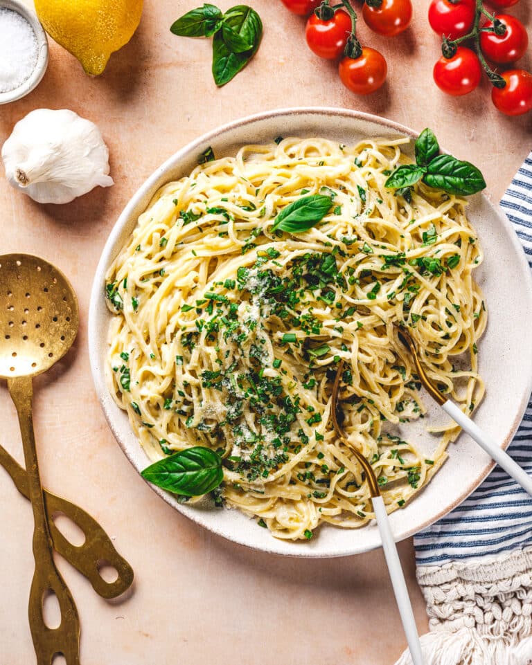 Linguine Pasta with Garlic & Herbs – A Couple Cooks