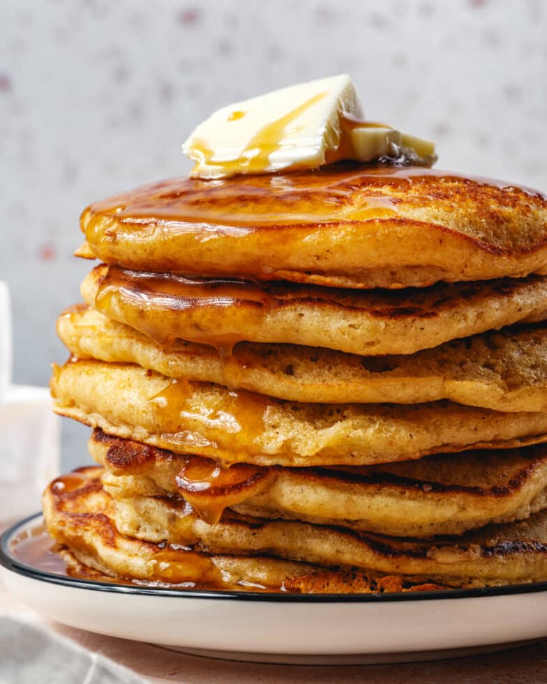 Brown Butter Pancakes with Maple Caramel Syrup – A Couple Cooks