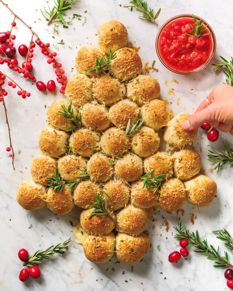 Christmas Tree Pull Apart Bread – A Couple Cooks